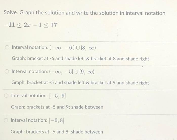 Solved Solve. Graph the solution and write the solution in | Chegg.com