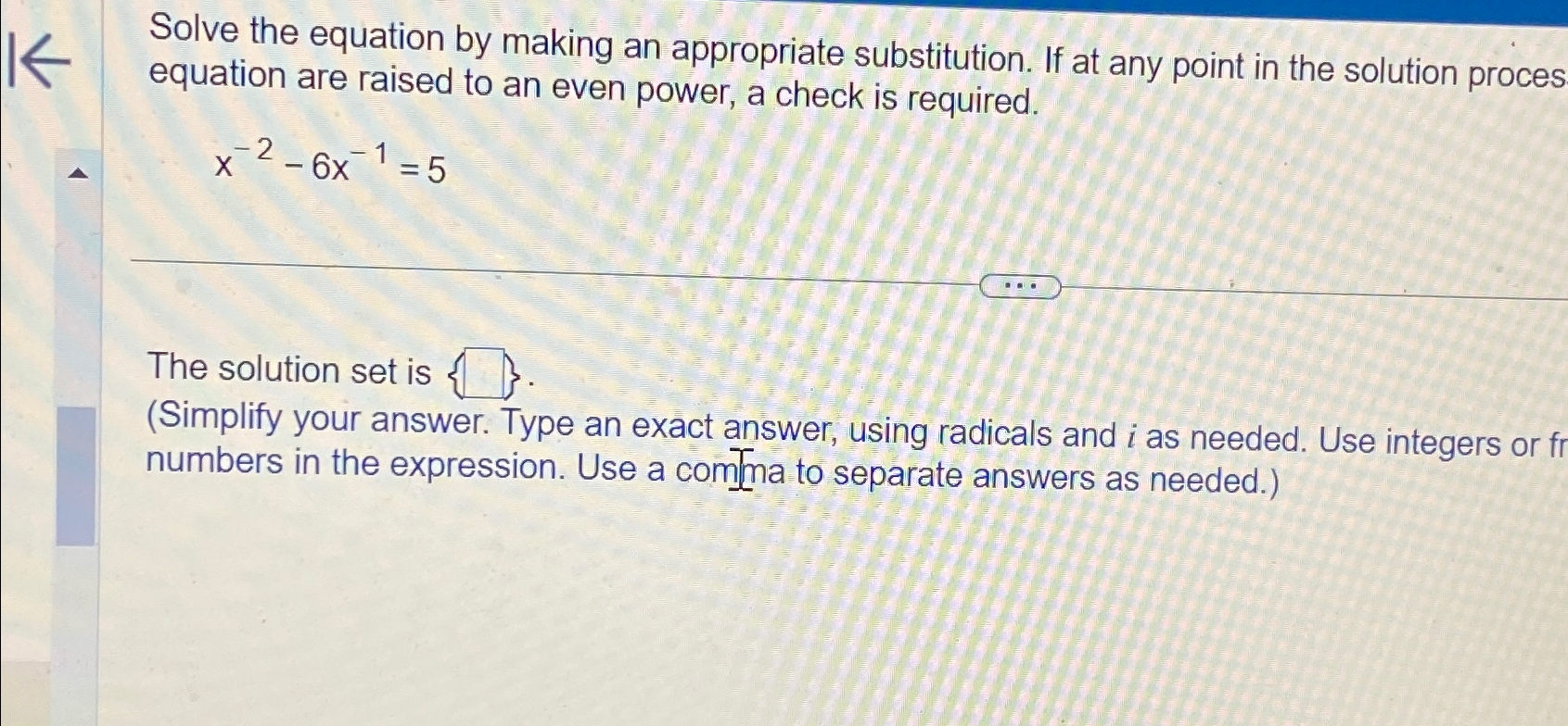 Solved Solve the equation by making an appropriate | Chegg.com