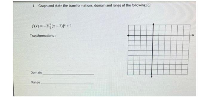 Solved 1. Graph and state the transformations, domain and | Chegg.com