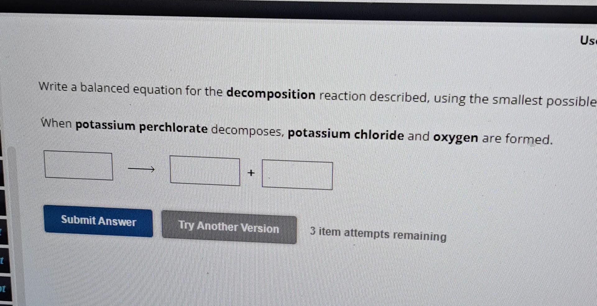 Solved Write a balanced equation for the decomposition | Chegg.com
