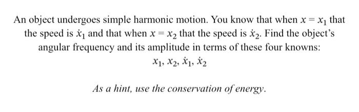 Solved An object undergoes simple harmonic motion. You know | Chegg.com