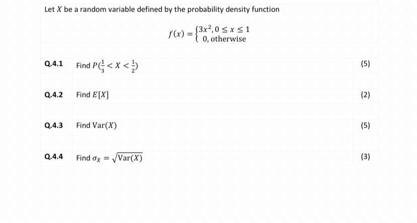 Solved Let x ﻿be a random variable defined by the | Chegg.com