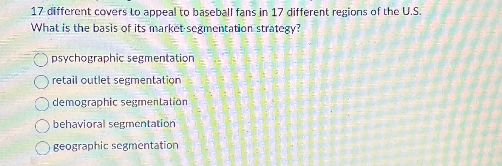 Solved 17 ﻿different covers to appeal to baseball fans in 17 | Chegg.com