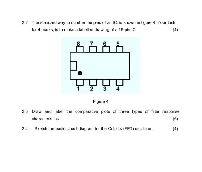 Solved 2.2 The standard way to number the pins of an IC, is | Chegg.com