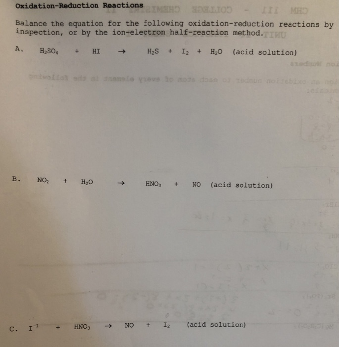 Solved Oxidation-Reduction Reactions T O O Balance the | Chegg.com