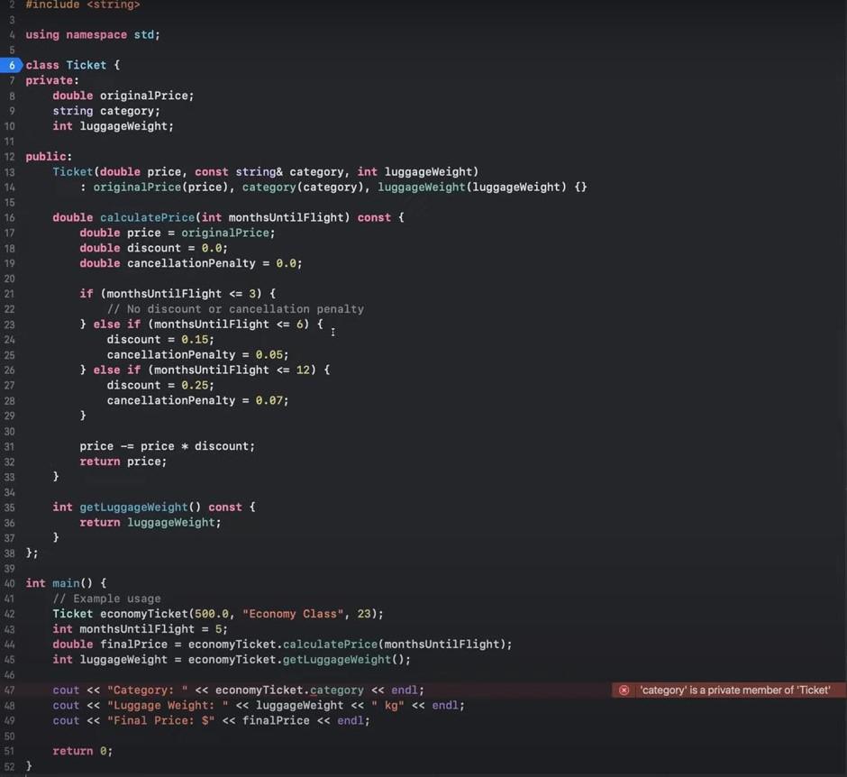 Solved Hinclude =0.0; double cancellationPenalty =θ.θ; if | Chegg.com