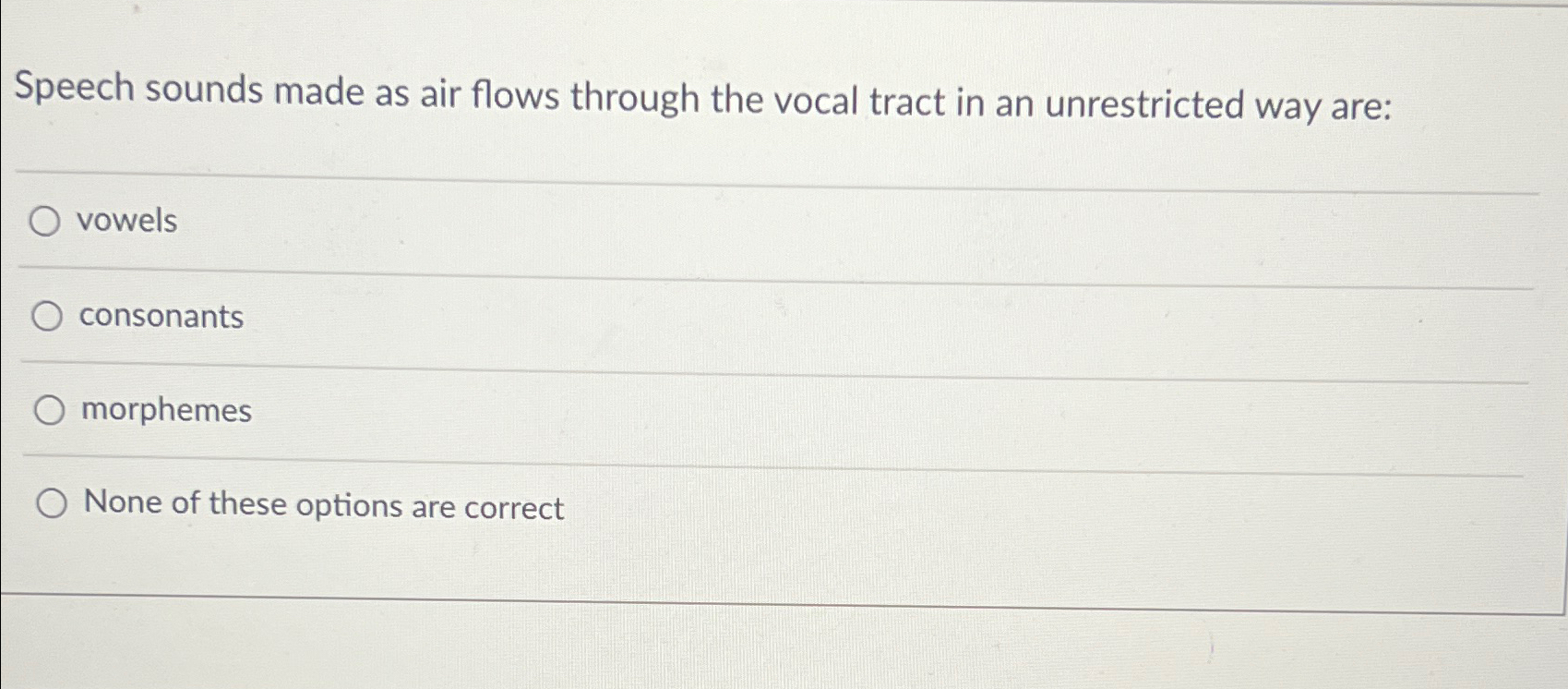 Solved Speech sounds made as air flows through the vocal | Chegg.com