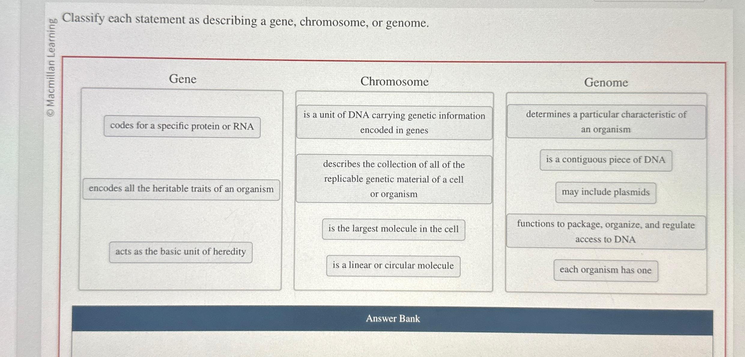 Solved ac Classify each statement as describing a gene, | Chegg.com