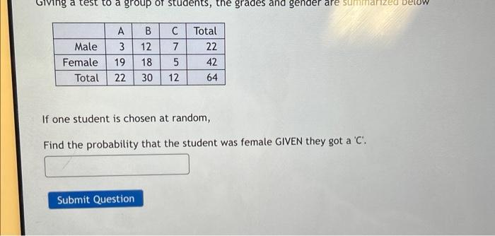 Solved If one student is chosen at random, Find the | Chegg.com