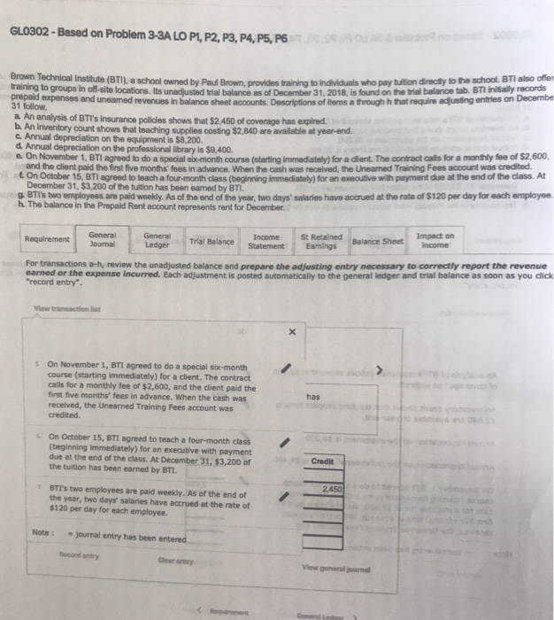 Solved Award: 17:50 points GL0302-Based on Problem 3-3A LO | Chegg.com