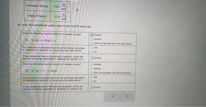 Solved Consider the following data for germanium: You may | Chegg.com