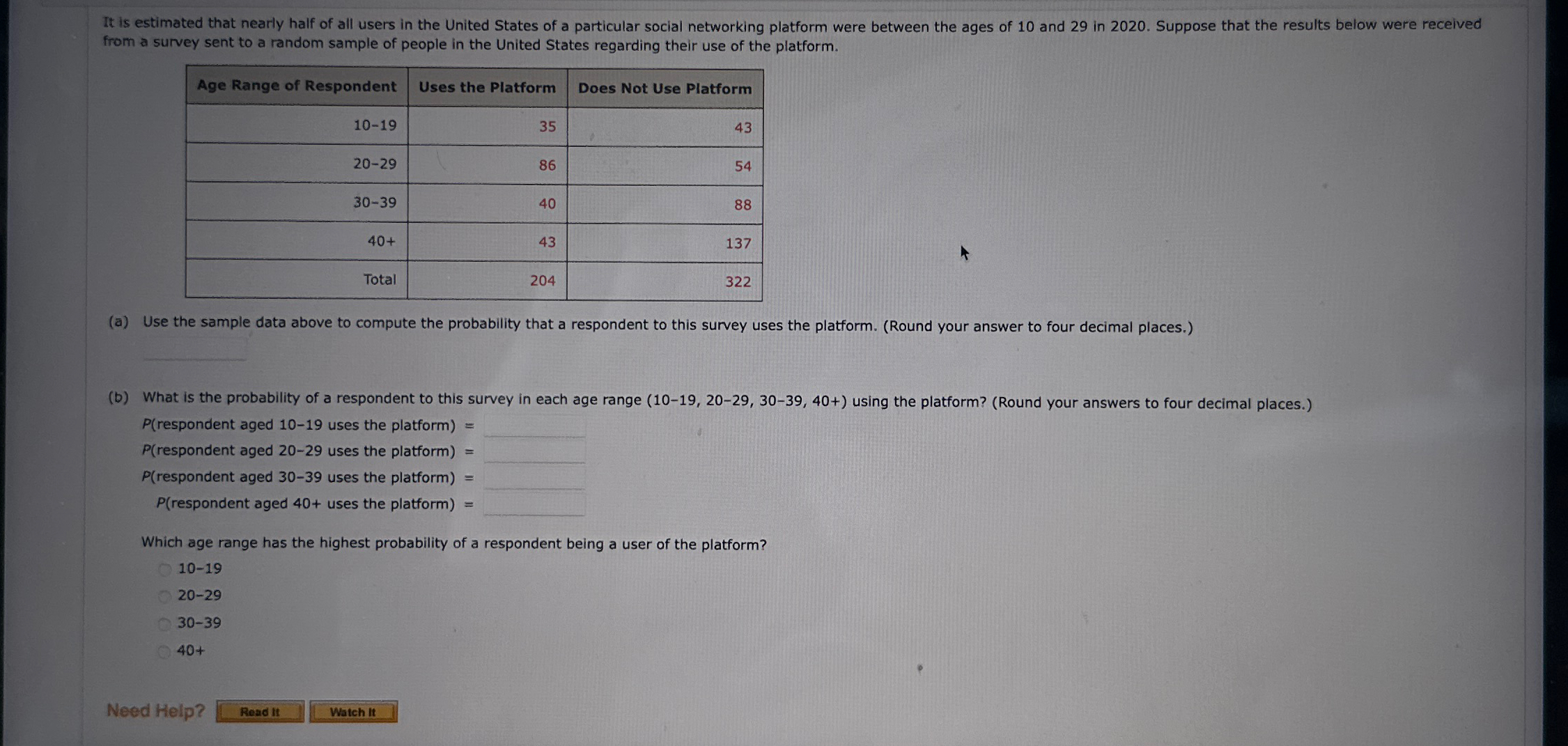 Solved from a survey sent to a random sample of people in | Chegg.com