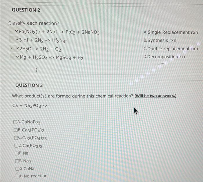 Solved Classify each reaction? | Chegg.com