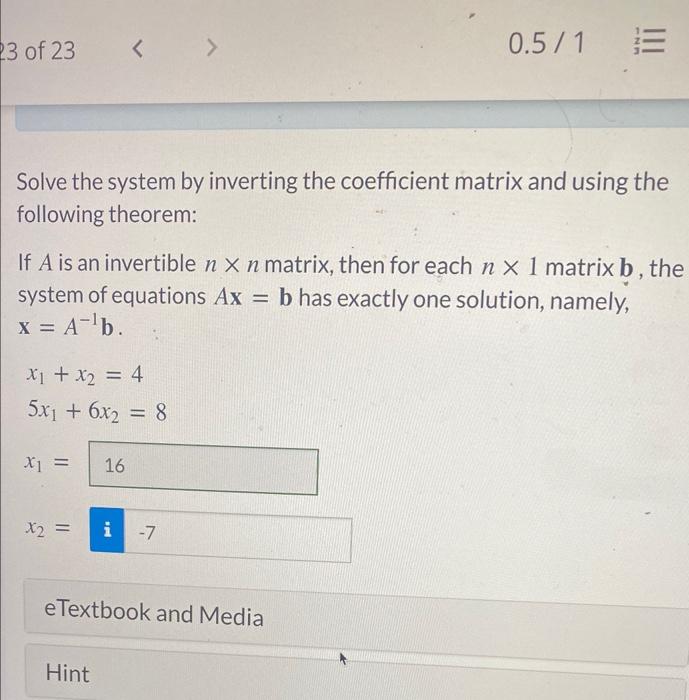 Solved Solve The System By Inverting The Coefficient Matrix