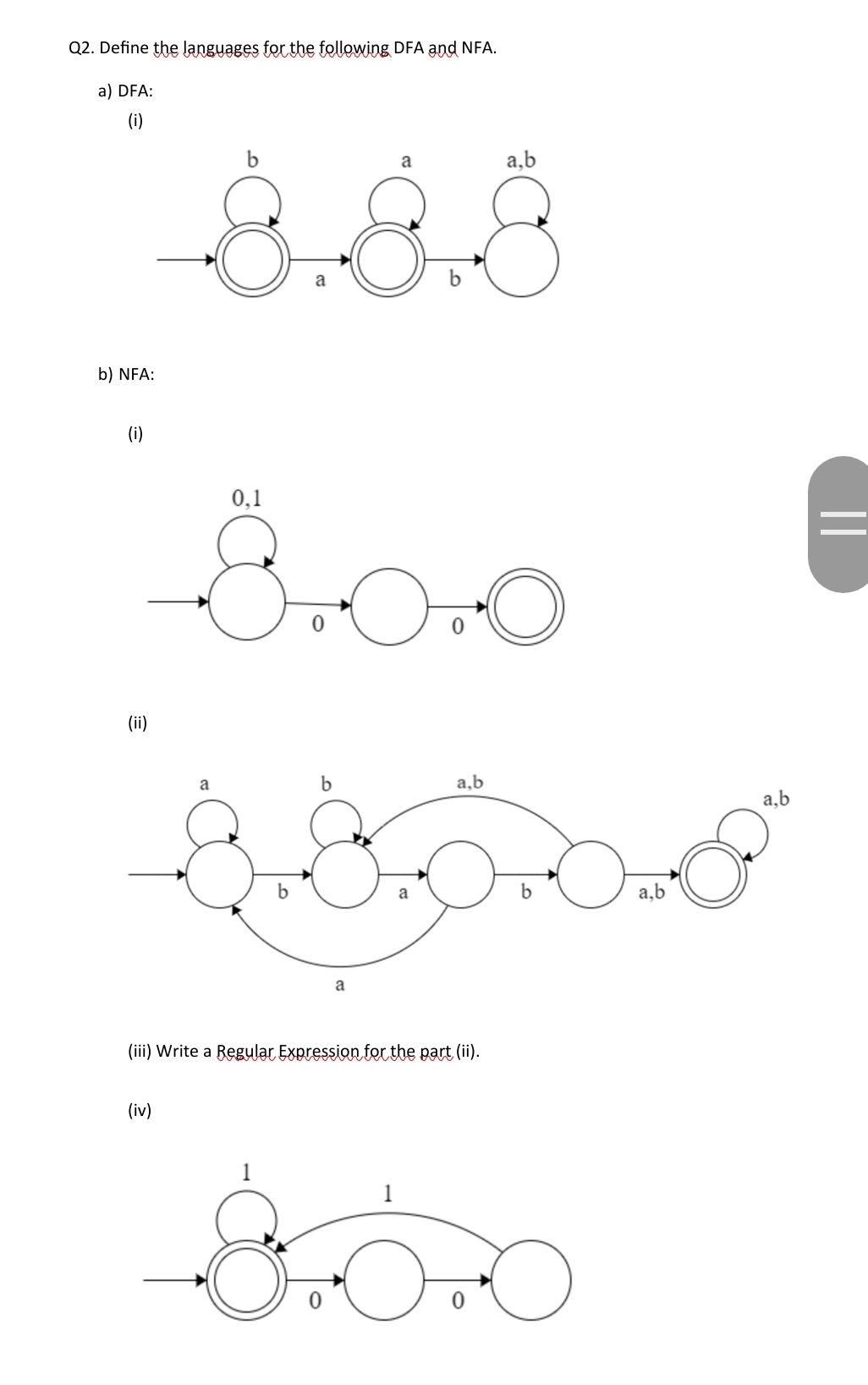 Solved Q2. ﻿Define the languages for the following DFA and | Chegg.com