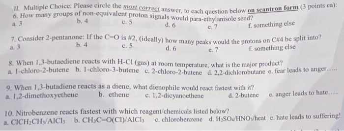 Solved II. Multiple Choice: Please circle the most co many | Chegg.com