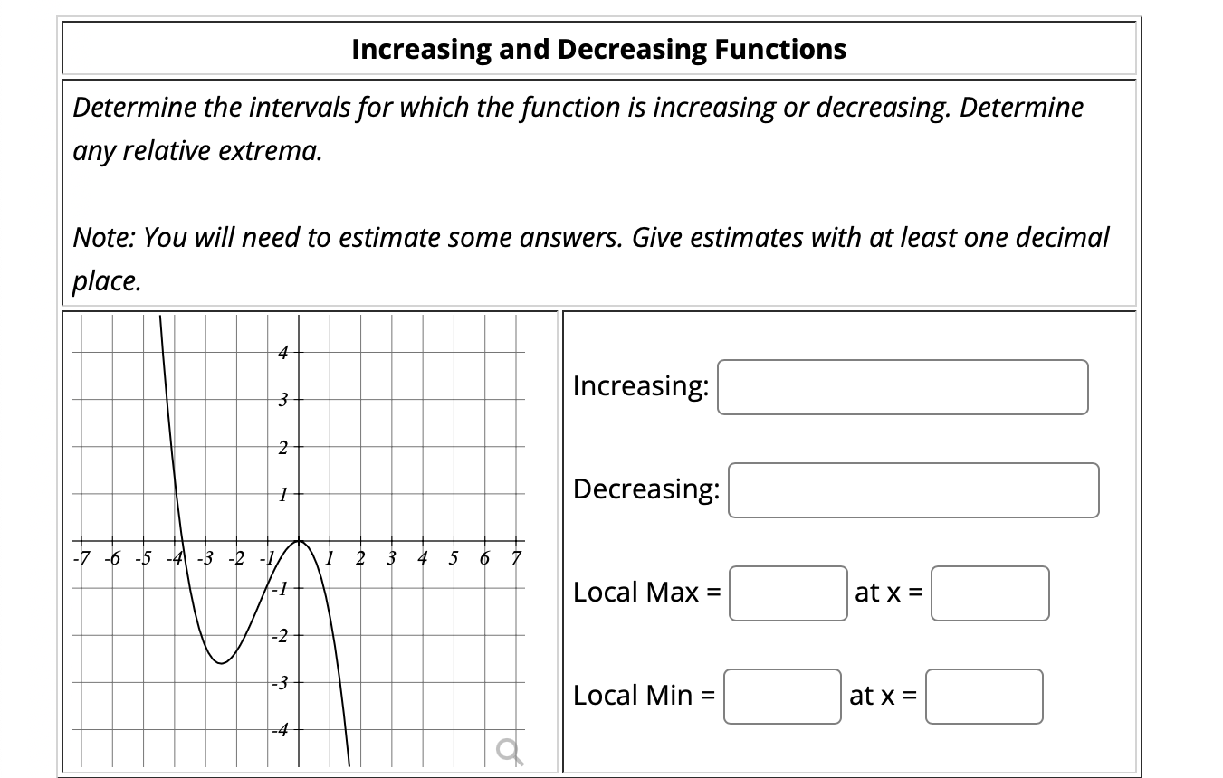 Solved Increasing and Decreasing FunctionsDetermine the | Chegg.com
