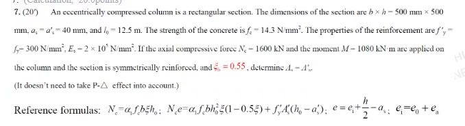 Solved (20') ﻿An eccentrically compressed column is a | Chegg.com