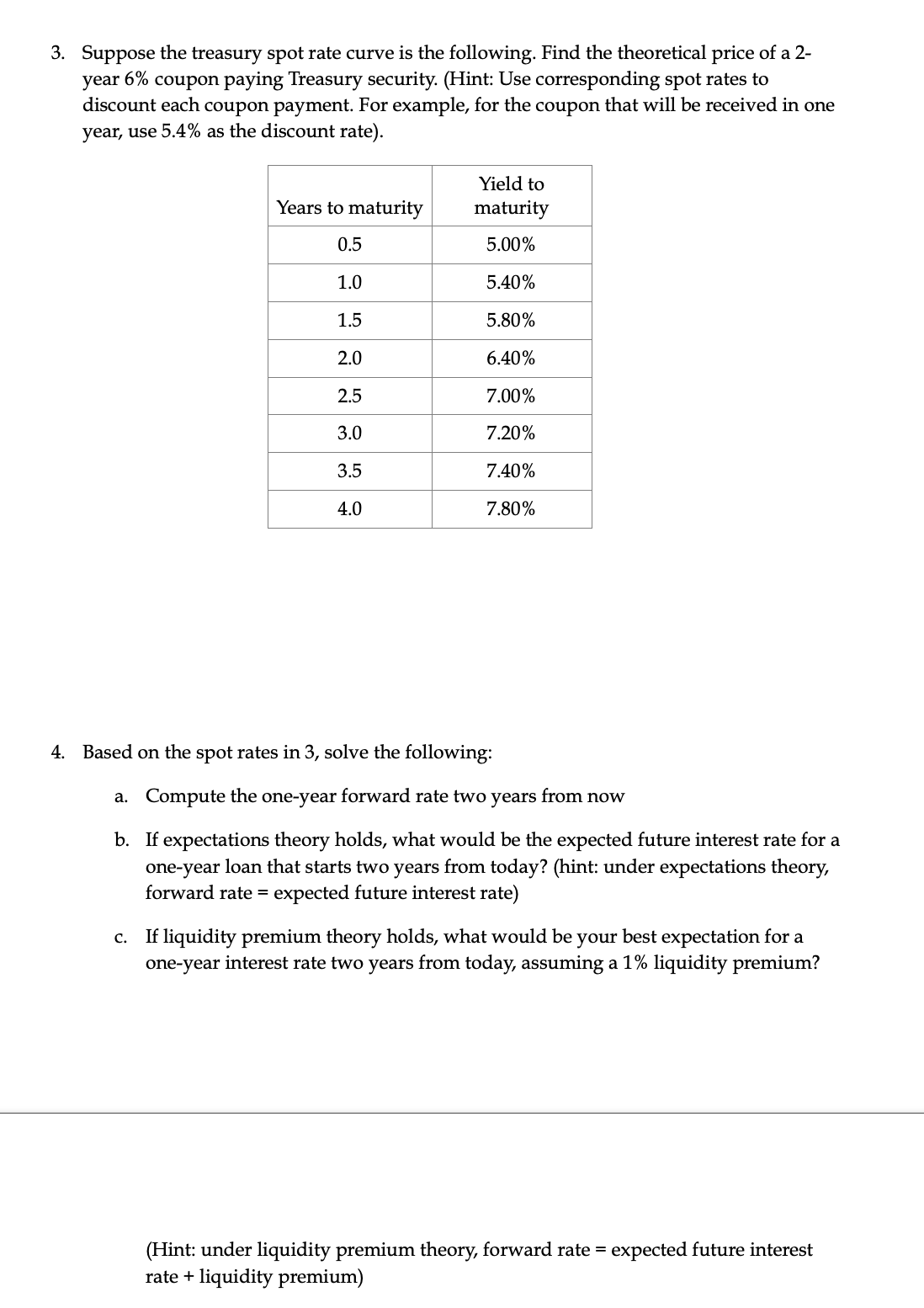 Solved Suppose the treasury spot rate curve is the | Chegg.com