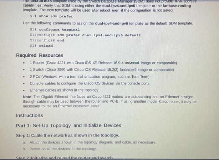 Solved instructions:1. set up the topology and initialize | Chegg.com