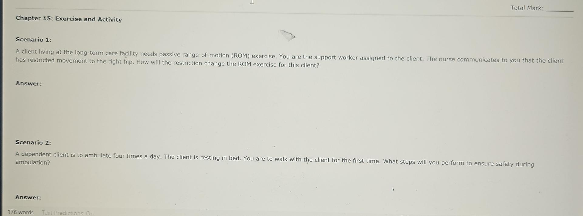 Solved Total Mark:Chapter 15: Exercise and ActivityScenario | Chegg.com
