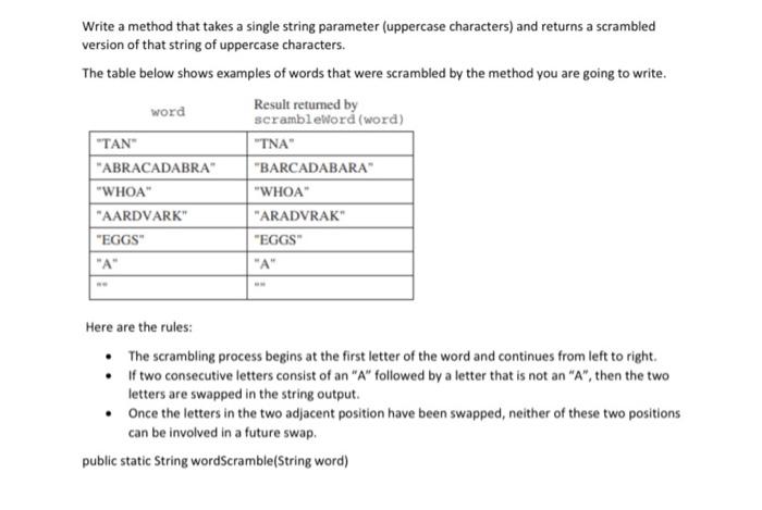 Solved word Write a method that takes a single string | Chegg.com