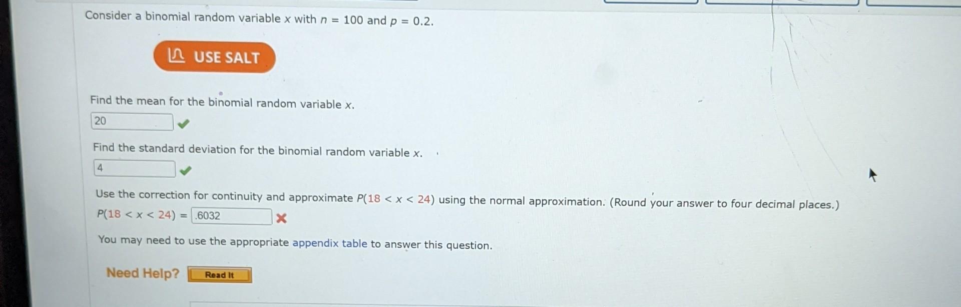Solved Consider A Binomial Random Variable X With N100 And