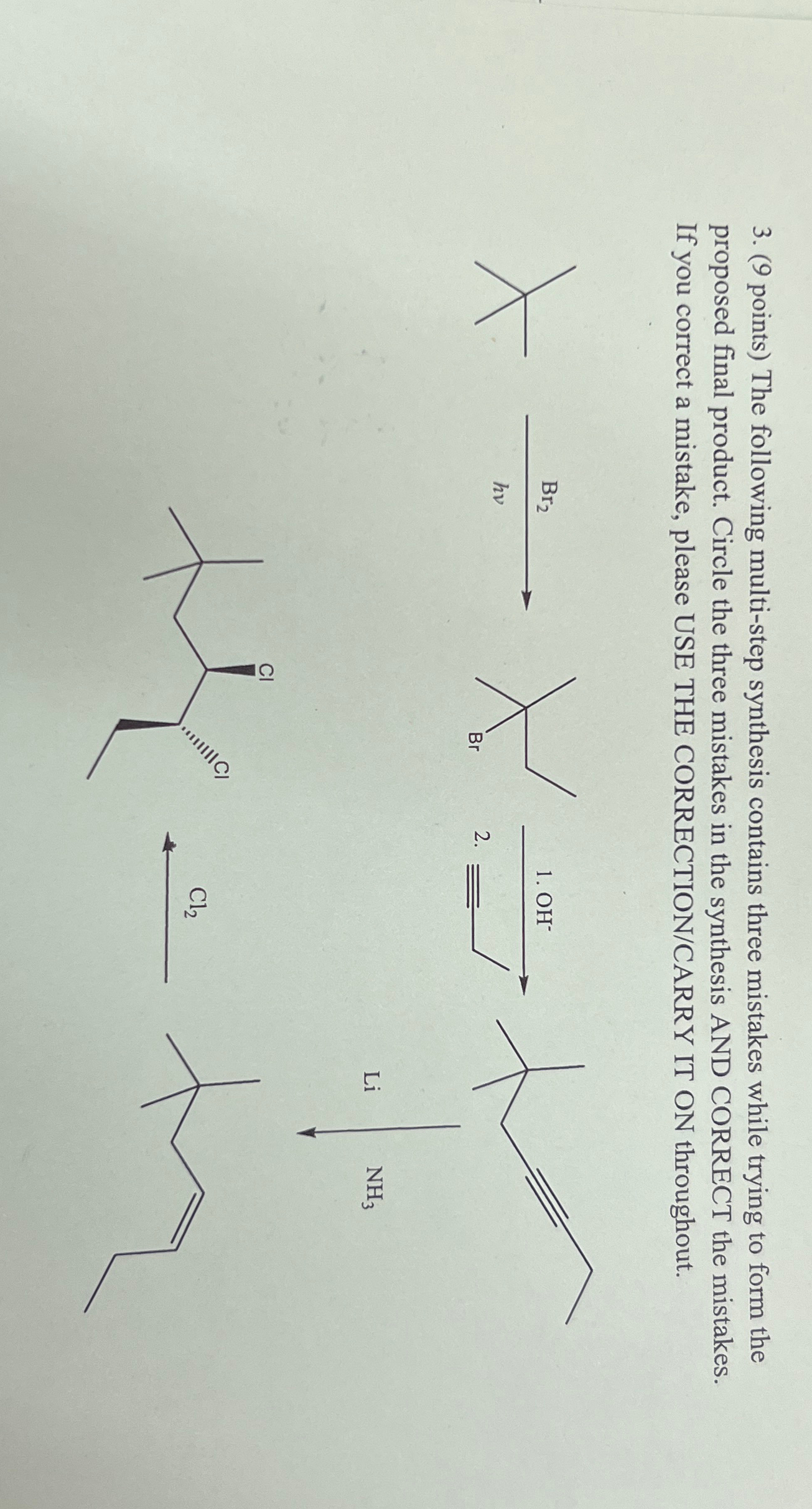 Solved (9 ﻿points) ﻿The following multi-step synthesis | Chegg.com