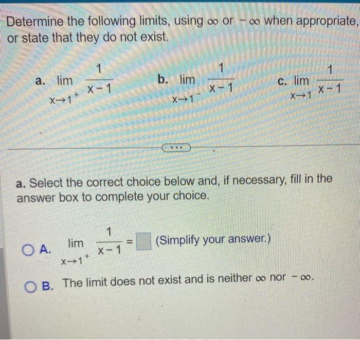 Solved Determine the following limits, using ∞ or −∞ when | Chegg.com