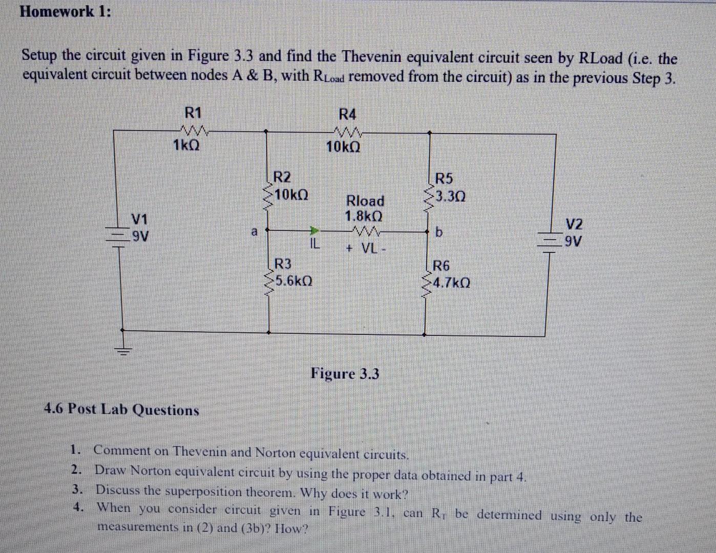Solved Setup the circuit given in Figure 3.3 and find the | Chegg.com