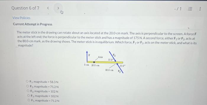 Solved The meter stick in the drawing can rotate about an | Chegg.com