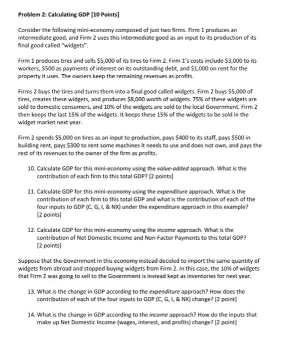 Solved Problem 2: Calculating GDP [10 Points] Consider the | Chegg.com