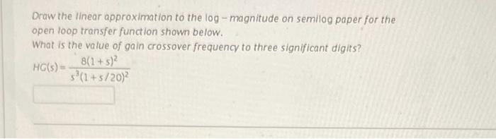 Solved Draw the linear approximation to the log - magnitude | Chegg.com