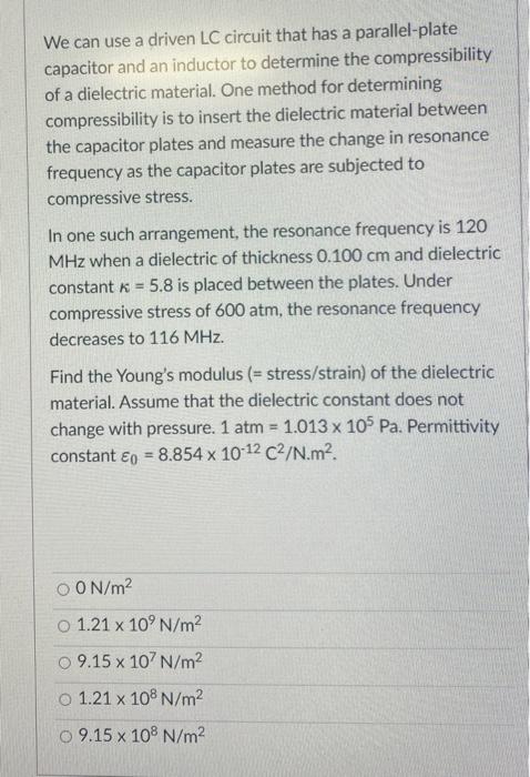 Solved We can use a driven LC circuit that has a | Chegg.com