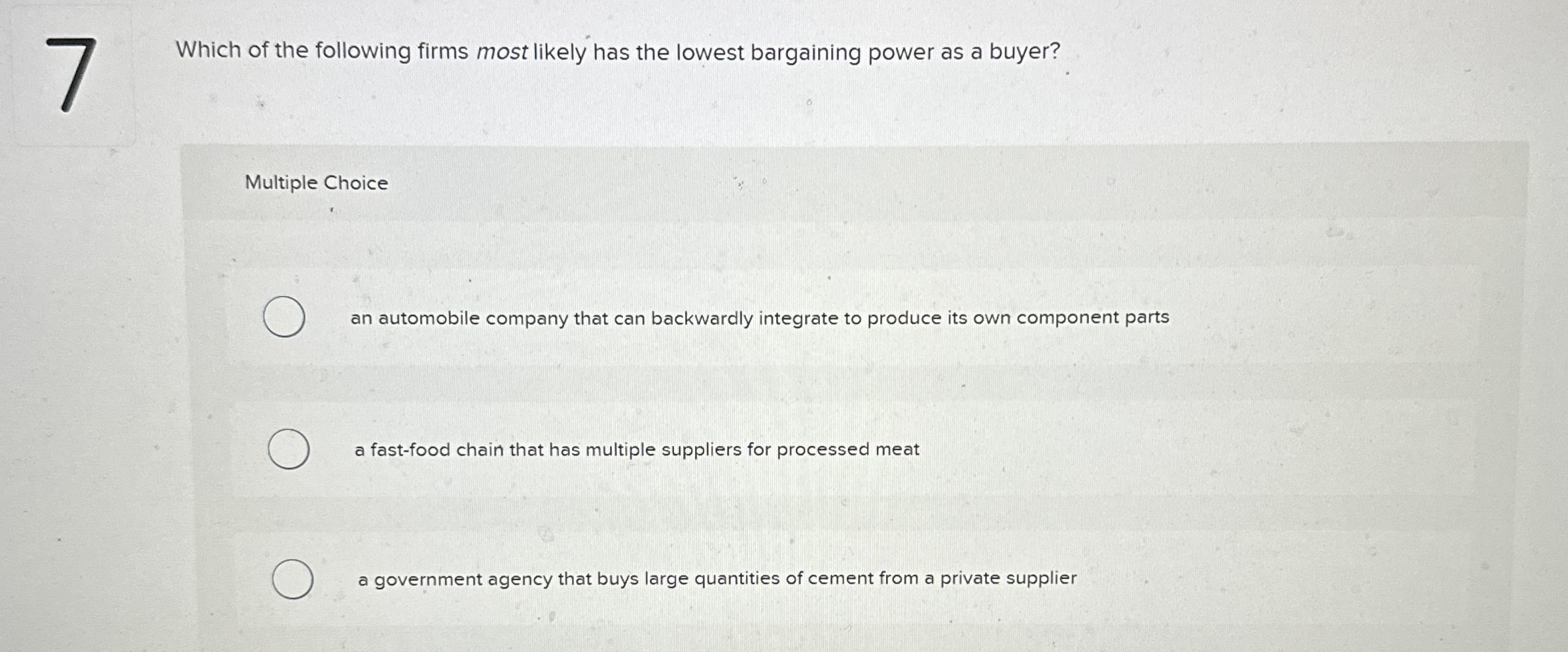 Which of the following firms most likely has the | Chegg.com