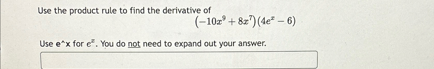 Solved Use the product rule to find the derivative | Chegg.com