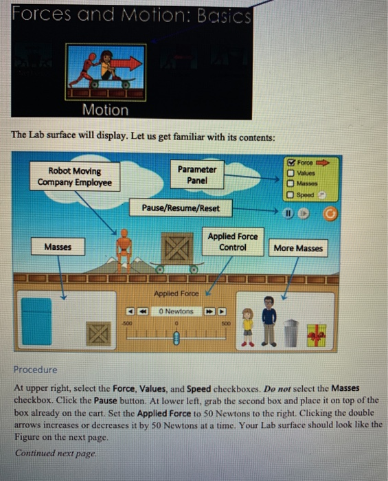 Solved Forces and Motion: Basics Motion The Lab surface will | Chegg.com