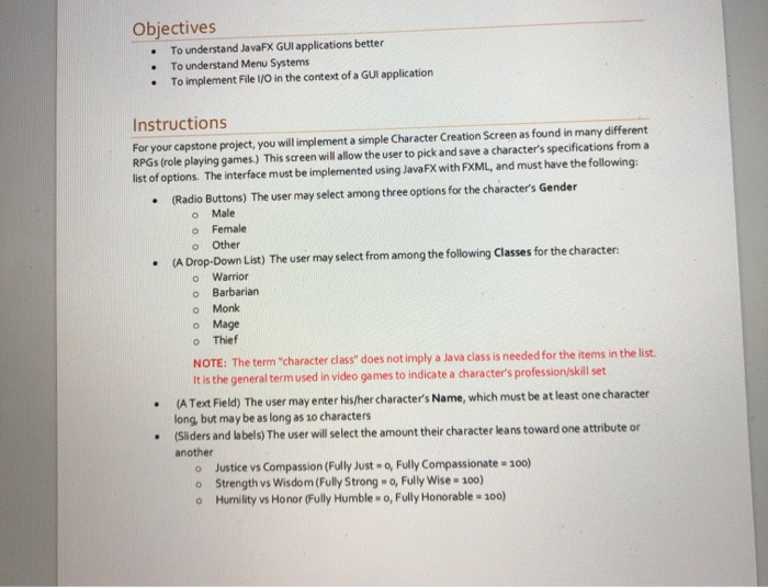 Objectives To understand JavaFX GUI applications | Chegg.com