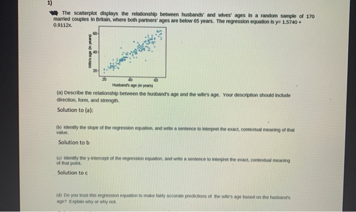 Solved 1) The scatterplot displays the relationship between | Chegg.com