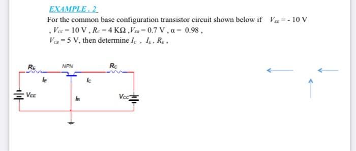 Solved EXAMPLE. 2 For the common base configuration | Chegg.com