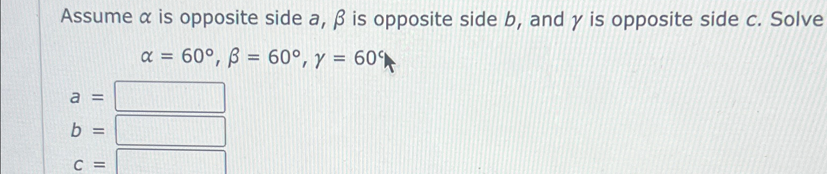 Solved Assume α ﻿is opposite side a,β ﻿is opposite side b, | Chegg.com