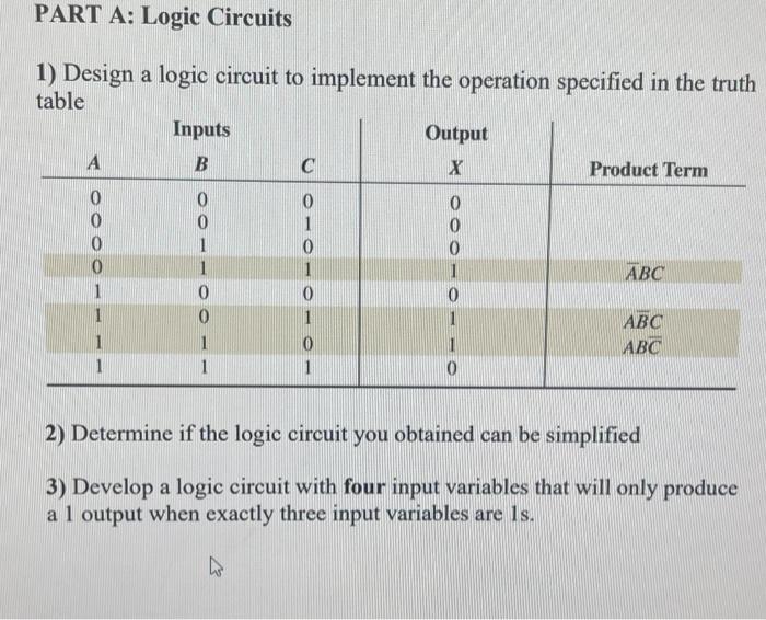Solved 1) Design a logic circuit to implement the operation | Chegg.com