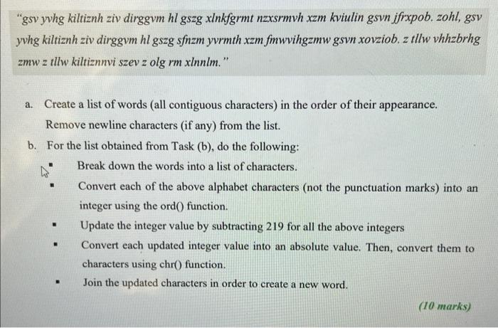 Solved gsv Yvhg Kiltiznh Ziv Dirggvm Hl Gszg Xlnkgrmt Chegg