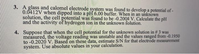 Solved A glass and calomel electrode system was found to | Chegg.com