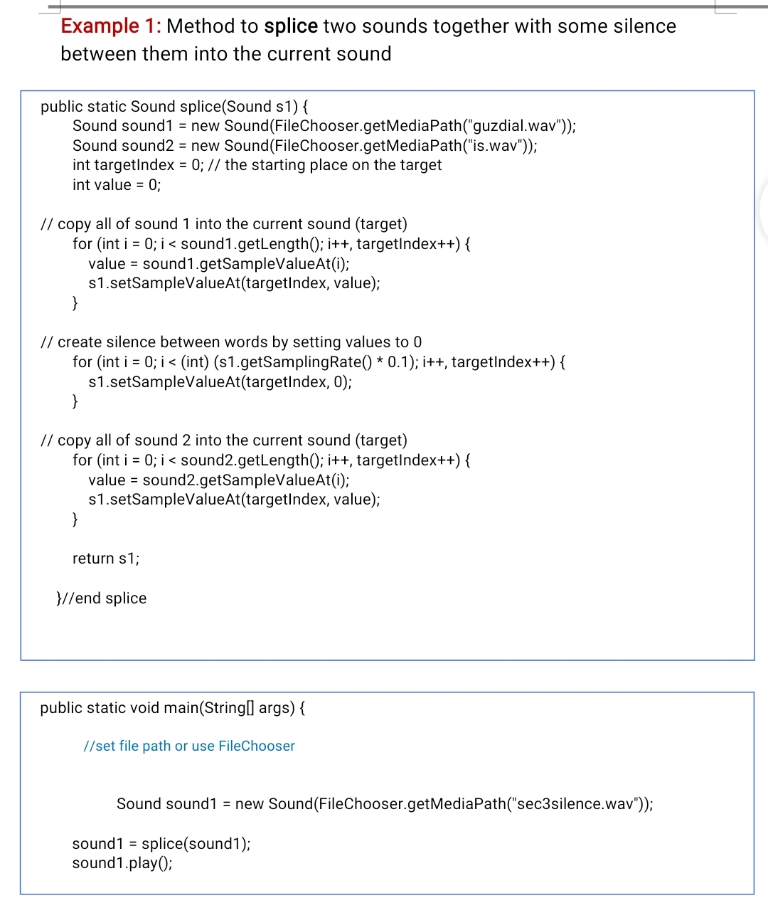 Example 1: Method to splice two sounds together with | Chegg.com