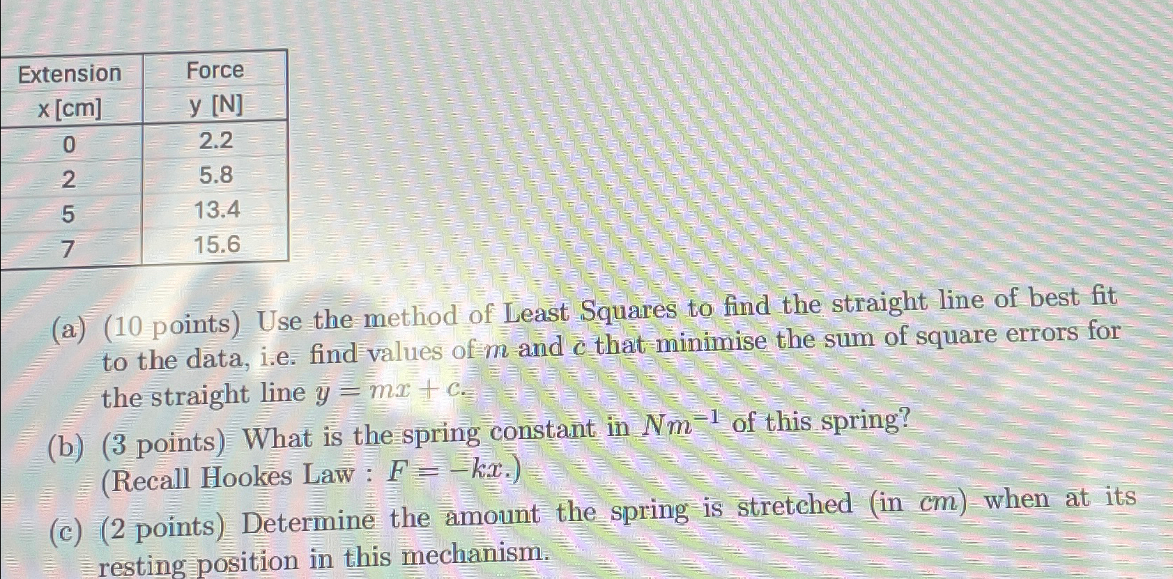 Solved You are asked to determine the stiffness (spring | Chegg.com