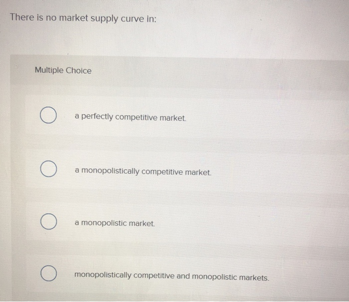 Solved There is no market supply curve in: Multiple Choice c | Chegg.com