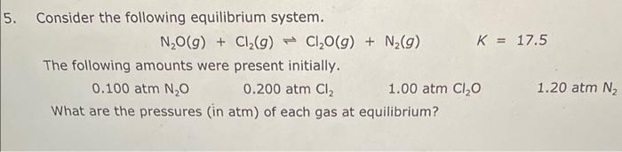 Solved Consider the following equilibrium system. | Chegg.com
