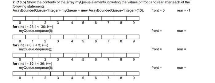 Solved 2. (10 p) Show the contents of the array | Chegg.com