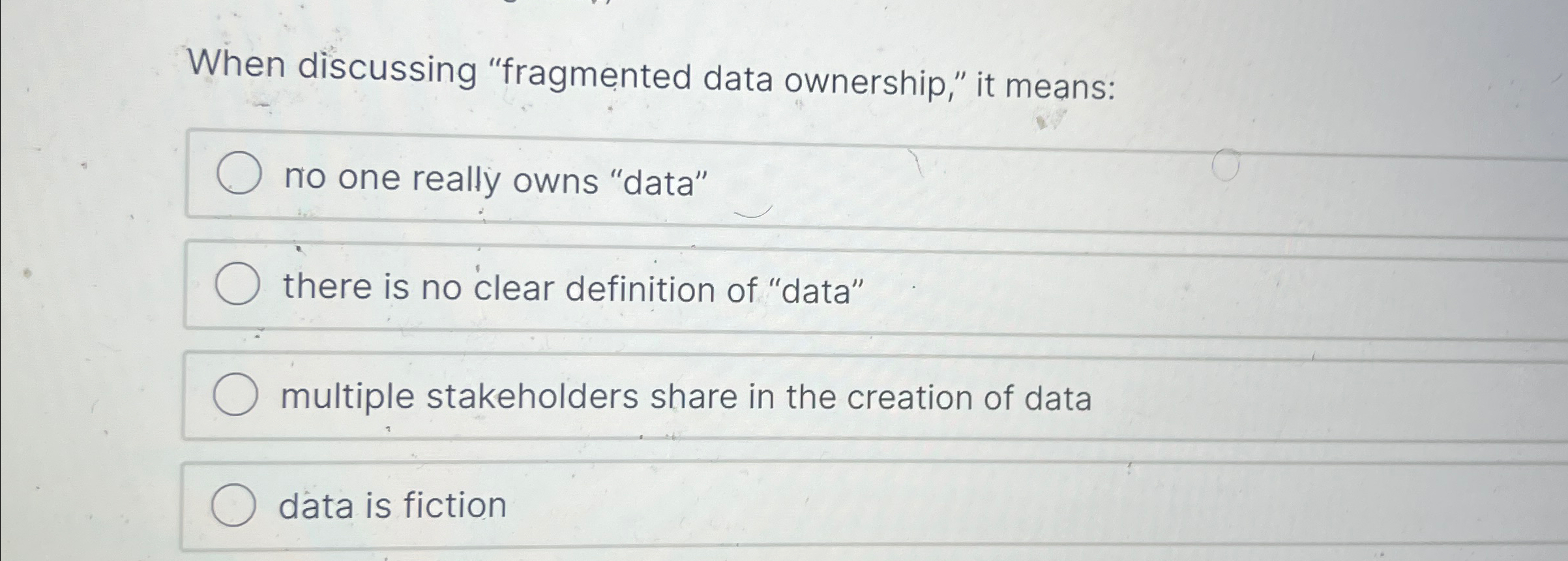 Solved When discussing "fragmented data ownership," it | Chegg.com